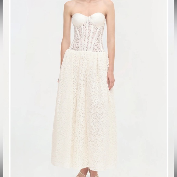 Jonathan Simkhai | Dresses | Simkhai Ivory Corset Lace Midi Dress ...